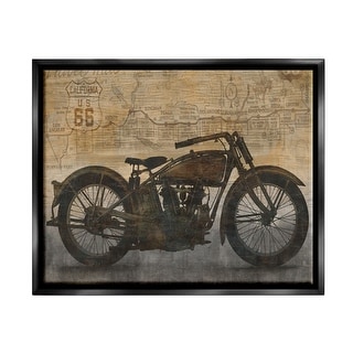 Stupell Vintage Motorcycle Collage Framed Floater Canvas Wall Art ...