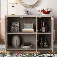 Classic Wooden Cabinet Storage Cabinet Sideboard with Three Tempered ...