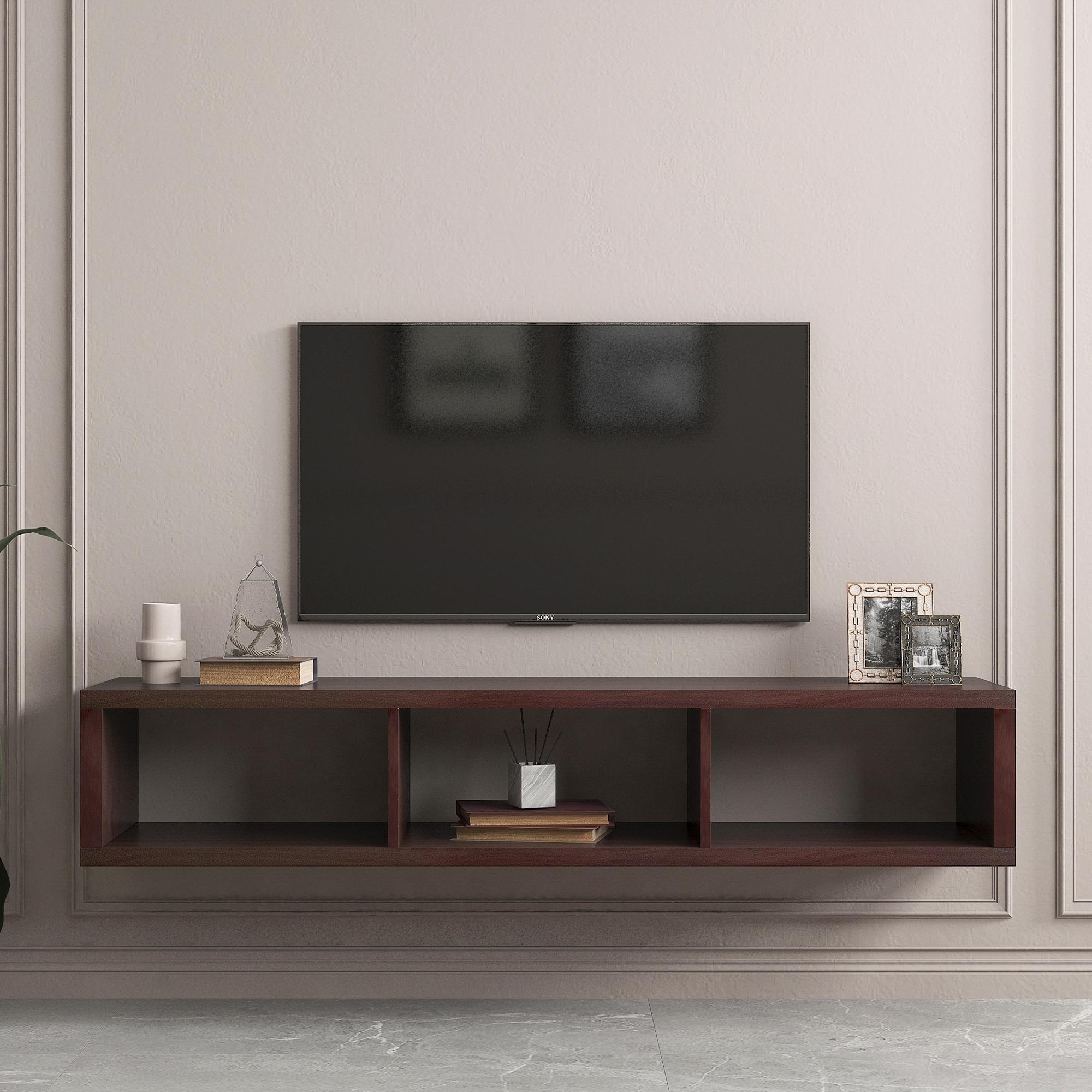 Modern Shallow Floating TV Console for 60 Inch TV Wall Mounted Media Storage Unit with Mounting Hardware for Wood Stud Walls Bed Bath Beyond 37530054