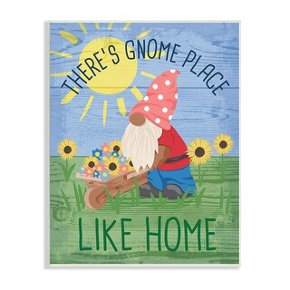 Stupell Gnome Place Like Home Pun Playful Garden Creature Wood Wall Art ...