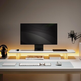 Fenge Monitor Stand Riser, Wood & Crystal Bricks Dual Computer Monitor ...