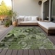 Machine Washable Indoor/ Outdoor Abstract Leaves Chantille Rug - Bed ...