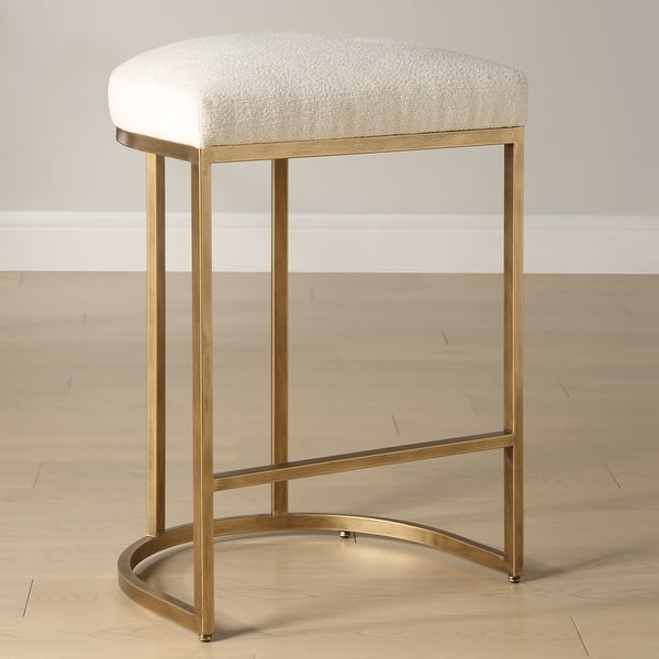 Gold Half-moon Metal Base and Cream Cushion Counter Stool - Bed Bath ...