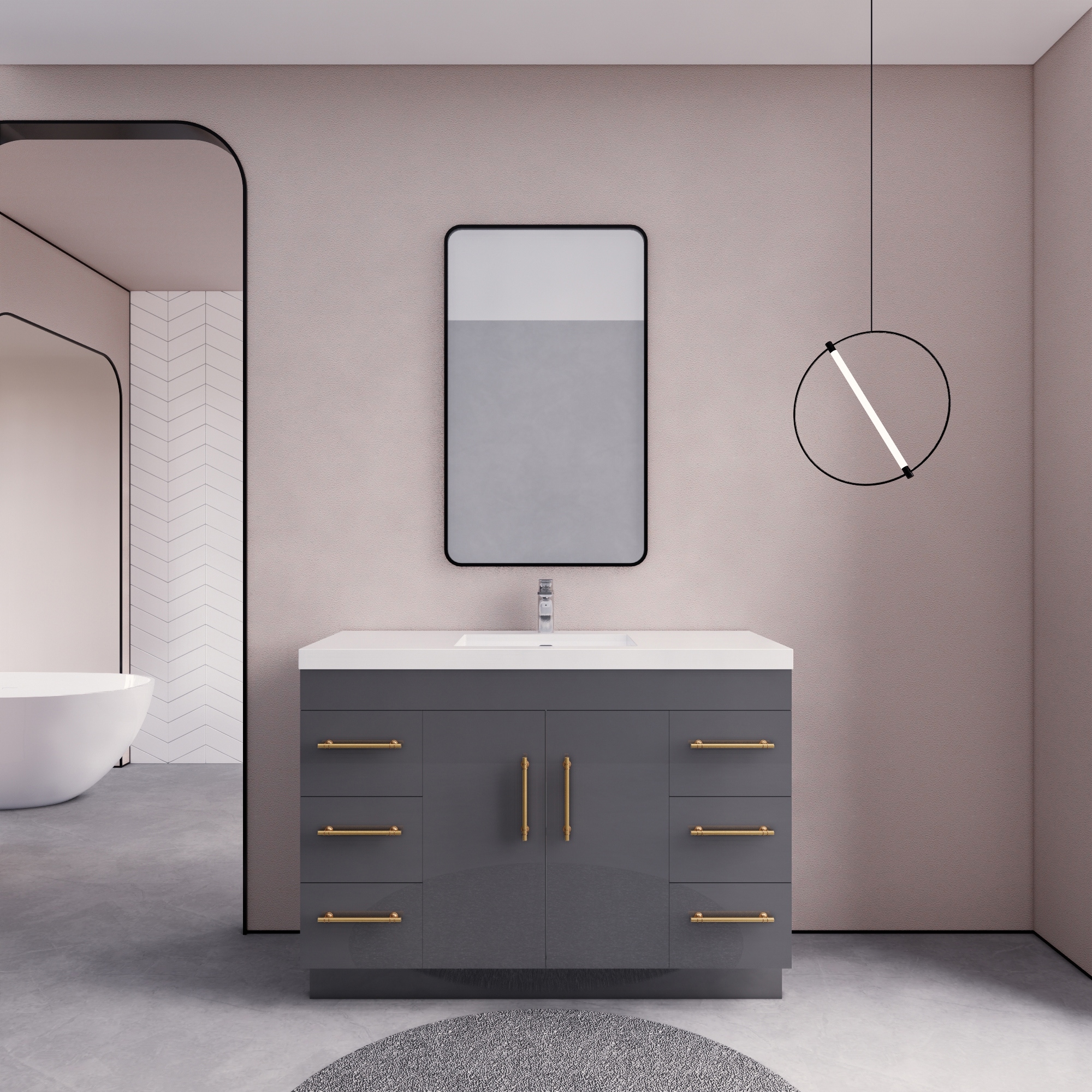 Eliza 60'' Freestanding Vanity Single Sink on the Right - Bed Bath ...