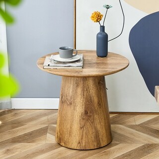 Natural Wood Grain Side Table, with Anti-Slip Pads,Petite Round Coffee ...