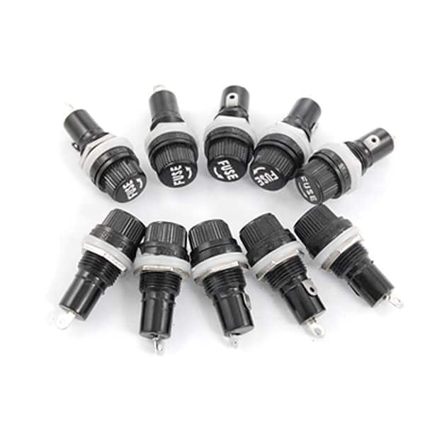 10 Pcs Electrical Panel Mounted 5 x 20mm Fuse Holder - Black, Silver ...