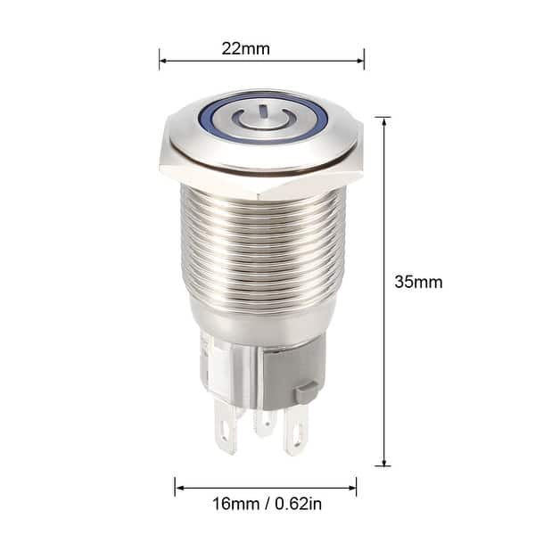 Latching Push Button Switch 16mm Mounting 1NC NO 24V LED with Socket ...