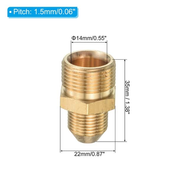 Pipe Fitting, M22 to G3/8 Male Thread 1.38 Inch for Water Pipes, Gold ...