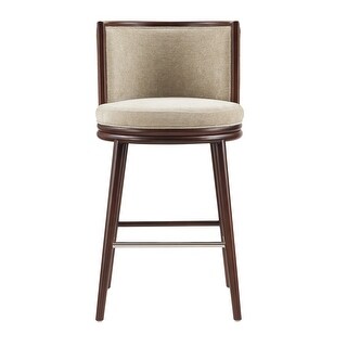 Evalyn Natural Textured Chenille Barstool with Beech Wood Legs - Bed ...