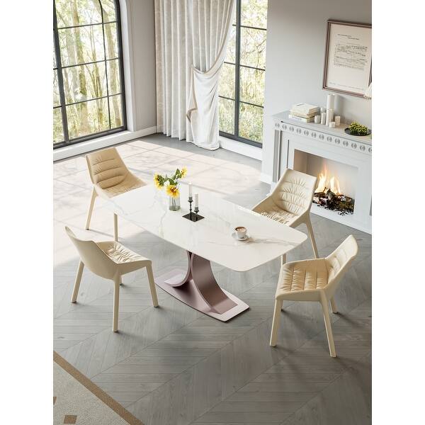 Lesly White Rectangle 62.99 in. Dining Table (6 Seats) - 62.99"D×35.43 ...