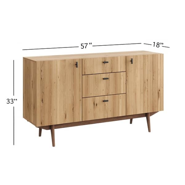 Living Skog Chelsea Buffet Sideboard TV Stand With Slatted Design and 3 ...