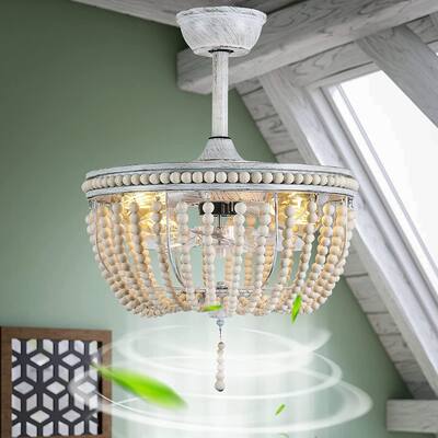 Caged Ceiling Fans with Lights and Remote, Flush Mount Ceiling Fan with ...