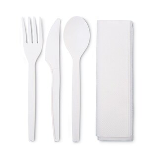 PolystyreneM Wrapped Cutlery Kit, White, 250/Carton - White - Bed Bath ...
