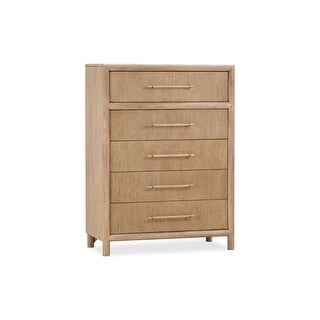 Dory 54 Inch Tall Dresser Chest, 5 Drawers, Natural Wire Brushed Brown ...