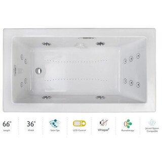 Jacuzzi Elara 66" Drop-In Spa Combination Bathtub with Left Drain, LCD ...