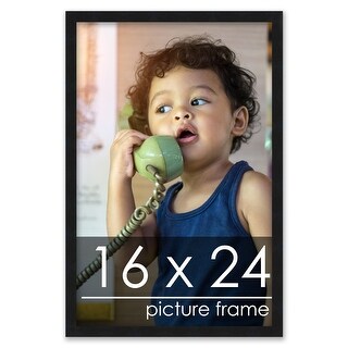 16x24 Contemporary Black Wood Picture Frame - UV Acrylic, Foam Board ...