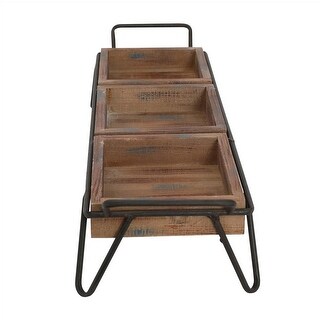 Decorative Serving Tray with 3 Segregated Cubbies and Metal Base ...