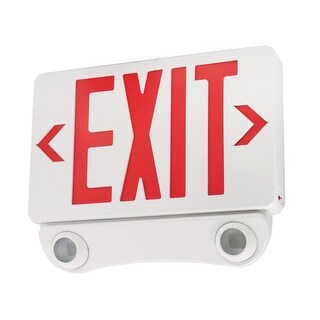 Elco 12" Wide LED Exit Sign with Emergency Light Combo - White / Red ...