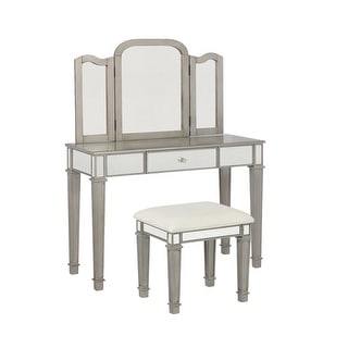 2 Piece Vanity Set In Metallic Platinum And White - Bed Bath & Beyond ...