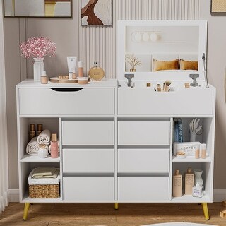 PAKASEPT Dresser for Bedroom, Modern Storage Dresser with Mirror ...