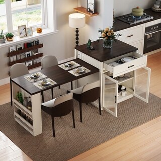 83.1'' Expandable Dining Table with Slide Out Table & Storage Racks ...