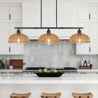 Romision 3-Light Boho Rattan Chandelier Pendant Light - Bed Bath ...