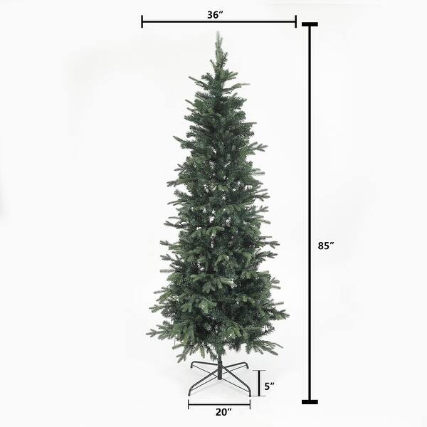 7Ft Pre-Lit LED Artificial Slim Fir Christmas Tree with Metal Stand ...