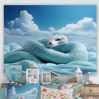 Designart "Cyan Snake Serpentine Sky " Snake Animal Wall Art - Bed Bath ...