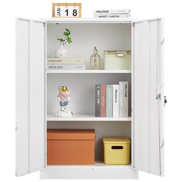 Folding Metal Storage Cabinet with Locking Doors and Adjustable Shelf ...