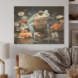 Designart "Abstract Representation Of Blue Frog I" Frogs & Toads Wood ...
