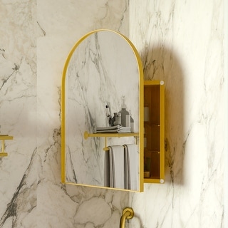 18x24 Inch Metal Corner Medicine Cabinet with Arched Mirror - Bed Bath ...