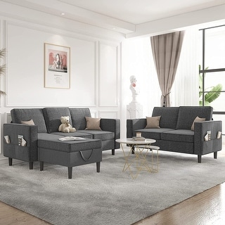 Mixoy Convertible Sectional Sofa Couches,3-Seater with Loveseat,Ottoman ...