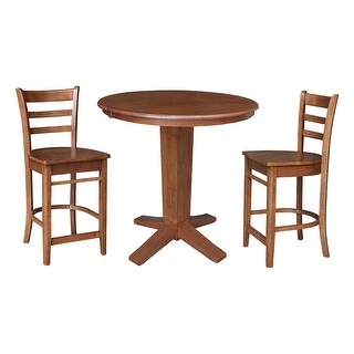 36 in Round Counter Height Extension Dining Table with 12 in Leaf and ...
