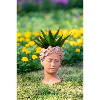 Statue Cement Planter Head Bust Planter Sculpture Plant Pot, Brown ...