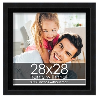 28x28 Frame with Mat - Black 30x30 Frame Wood Made to Display Print or ...