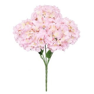 Set of 2 Deluxe Pink Artificial Hydrangea Flower Stem Bush Bouquet 19in ...