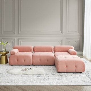 Pink Button Tufted Modular Sectional Sofa - Bed Bath & Beyond - 40412565