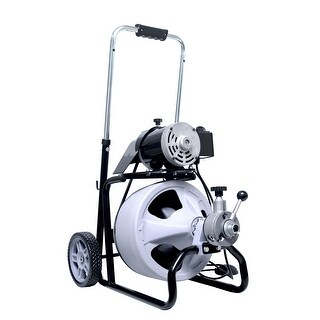 Sewer Cleaner 100FT x 1/2 lnch, Auto Feed Sewer Drainer (w/wheels) w/ 8 ...