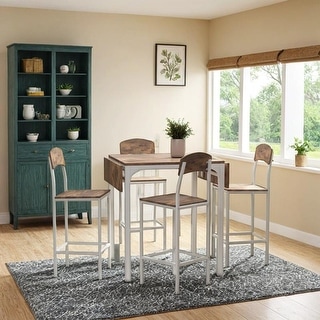 Farmhouse 5-piece Counter Height Drop Leaf Dining Table Set with Dining ...