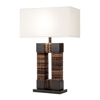 Wood 23.75" Abaca Weave Tablelamp, Brown - Bed Bath & Beyond - 32907680