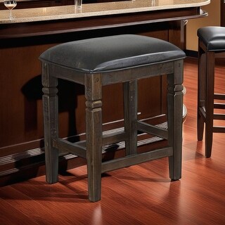 Flint Counter Stool, Set of 2, Black Faux Leather, Dark Brown Mahogany ...