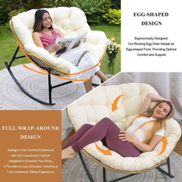 Oversized Indoor Outdoor Single Rocking Chair Luxury Patio Papasan Chair with Cozy Cushions Bed Bath Beyond 40783808
