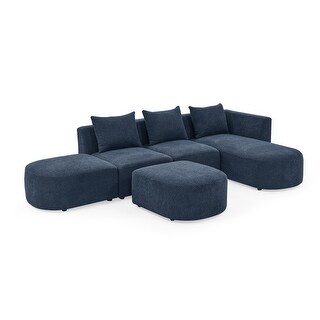 Navy Loop Yarn Fabric Modular Sectional Sofa with Sponge Upholstered ...