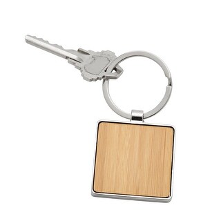 Bamboo Square Keychain with Metal Trim - 3"L - Bed Bath & Beyond - 41052412