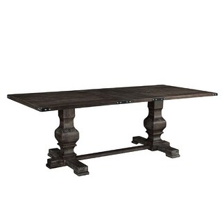 Tyler 88 Inch Classic Rectangular Dining Table, Rubberwood, Charcoal ...