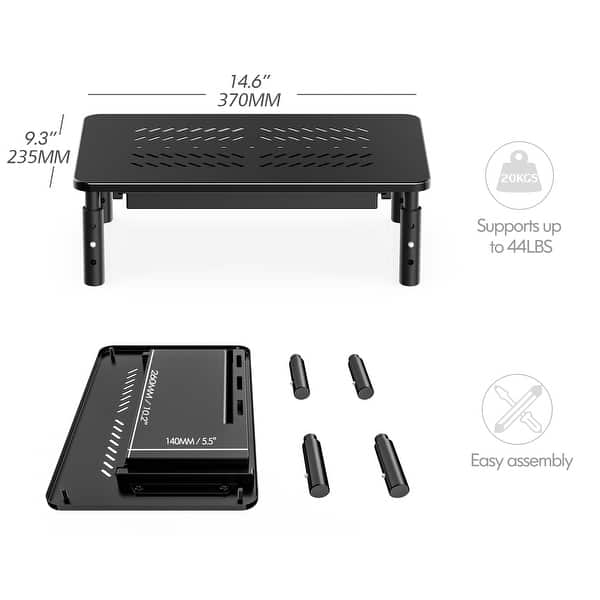 Adjustable Metal Monitor Stand with Drawer - N/A - Bed Bath & Beyond ...