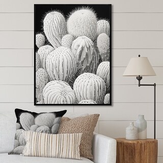 Designart "Black White Minimalism Cactus " Cactus Framed Wall Art ...