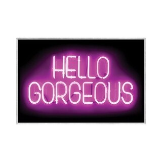 iCanvas "Neon Hello Gorgeous Pink On Black" by Hailey Carr Framed - Bed ...