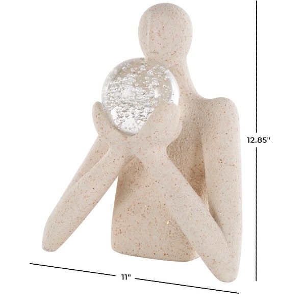 Cream Polystone Abstract Textured People Decorative Sculpture with ...