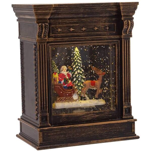 Kurt Adler 7-Inch Battery-Operated LED Fireplace with Santa on Sleigh ...